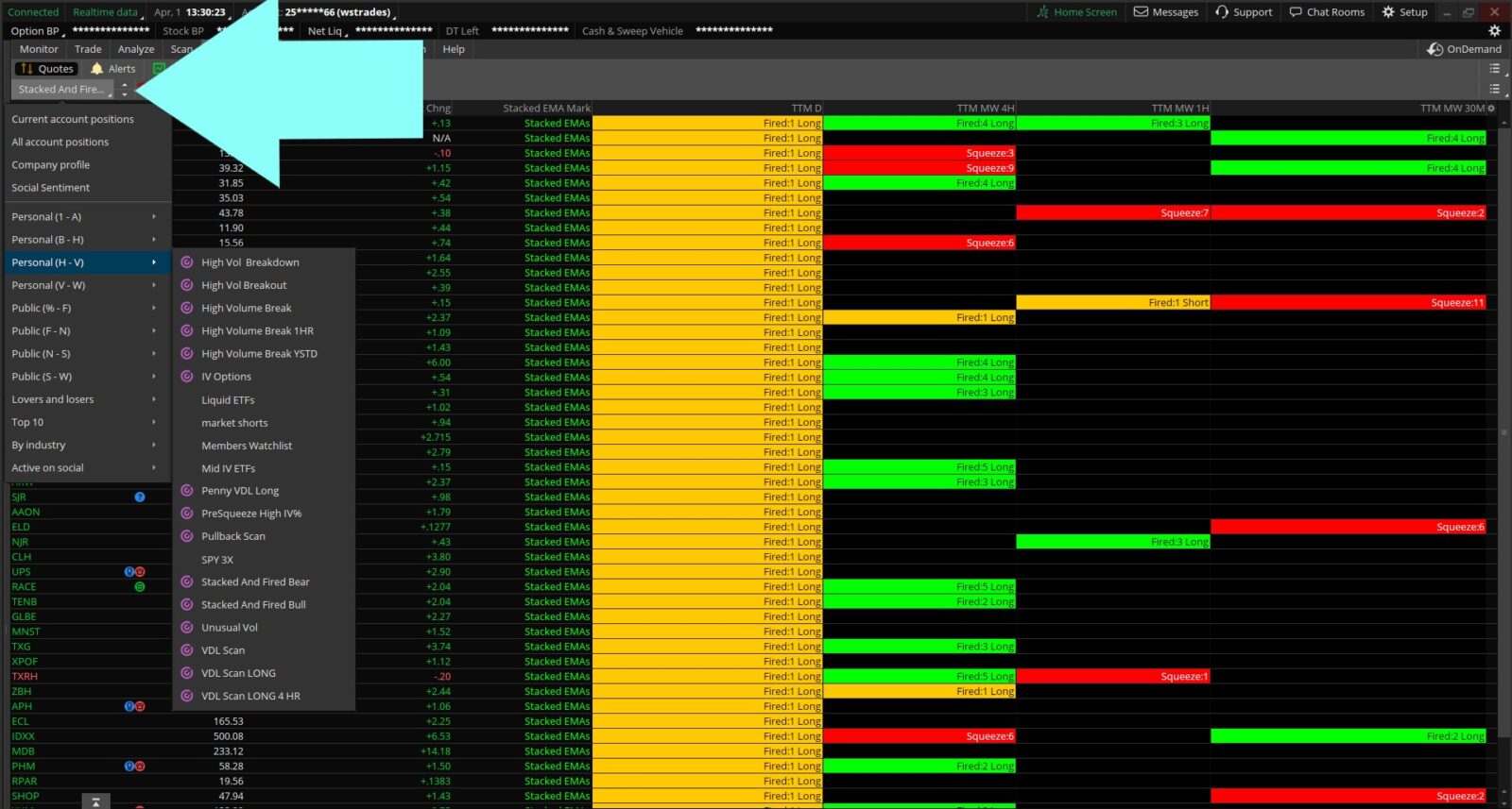 Customize The MarketWatch Tab for ThinkorSwim