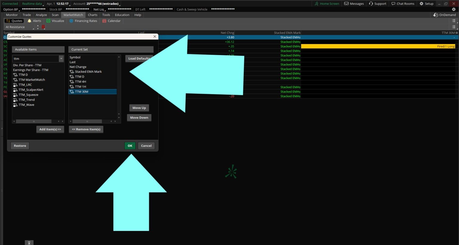 Customize The MarketWatch Tab for ThinkorSwim